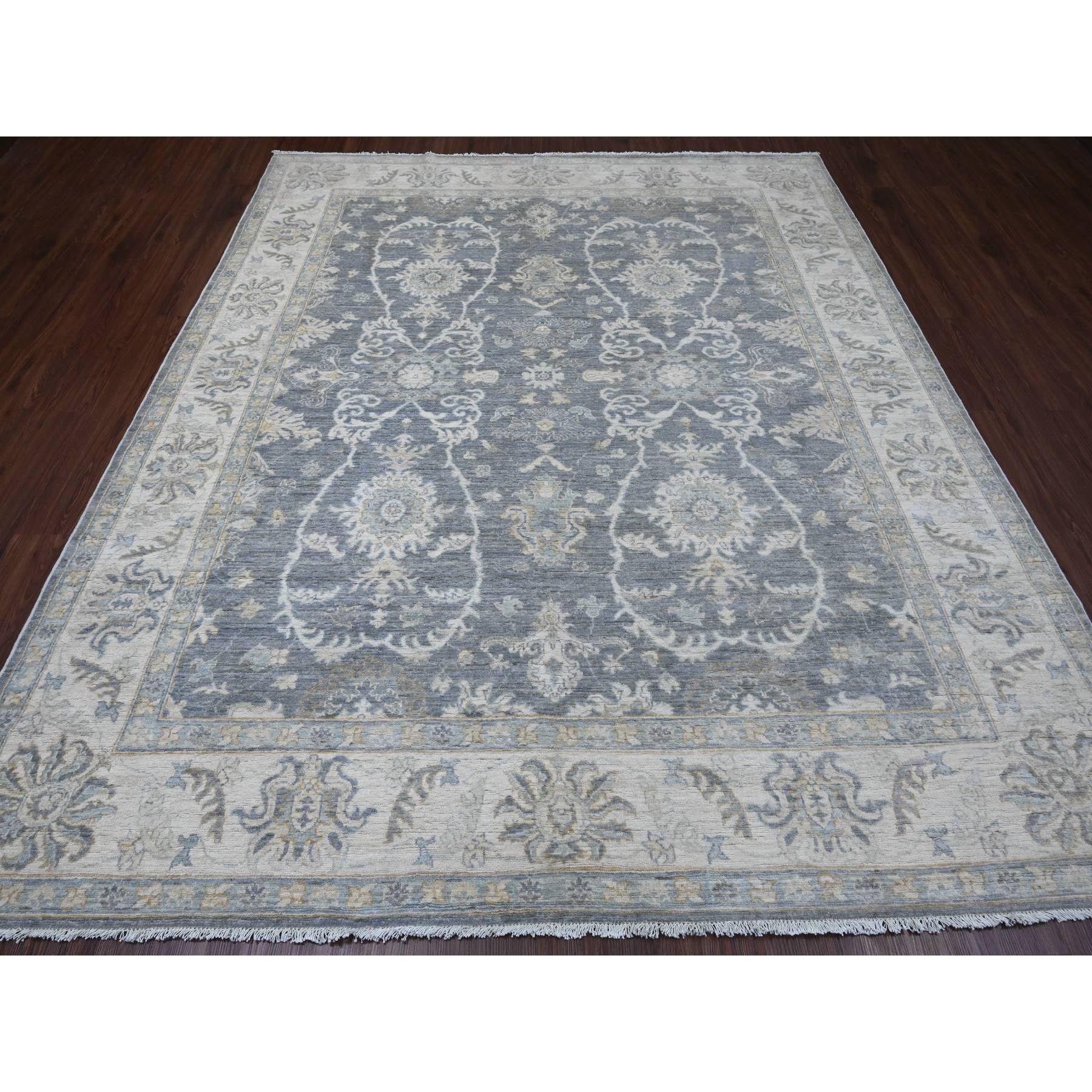 8’2″x9’8″ Pewter Gray, Peshawar with Ziegler Mahal Design, Hand Knotted ...